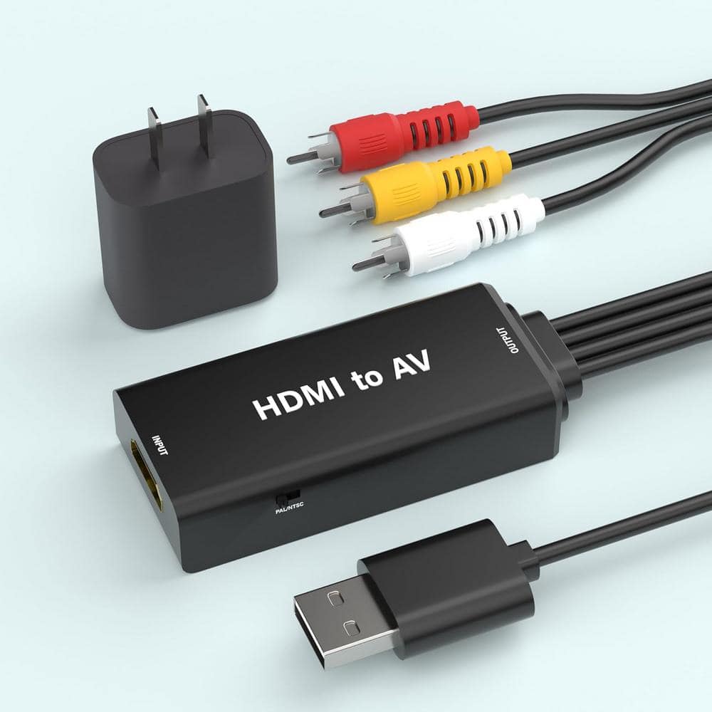 EKIEUDL Black HDMI RVA/AV Converter Adapter Supports PAL/NTSC TV Stick ...
