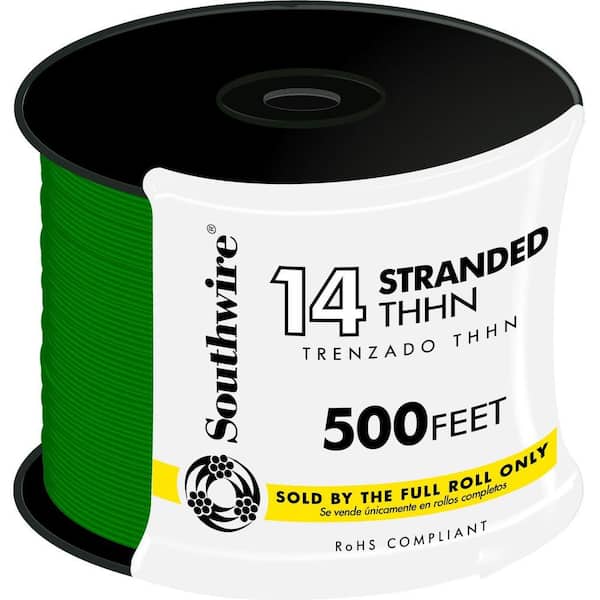Southwire 500 ft. 14 Green Stranded CU THHN Wire 22959157 - The Home Depot