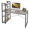 Bestier 55.51 in. Retro Grey Oak-Light Rectangular Computer Writing ...