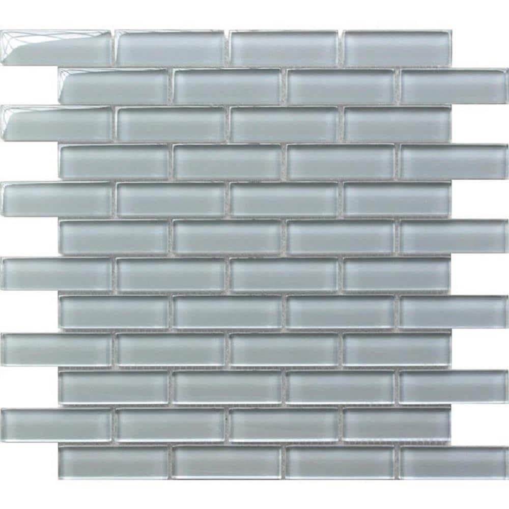 Apollo Tile Gray 4 in. x 5 in. Polished Glass Mosaic Tile Sample (0.13 ...