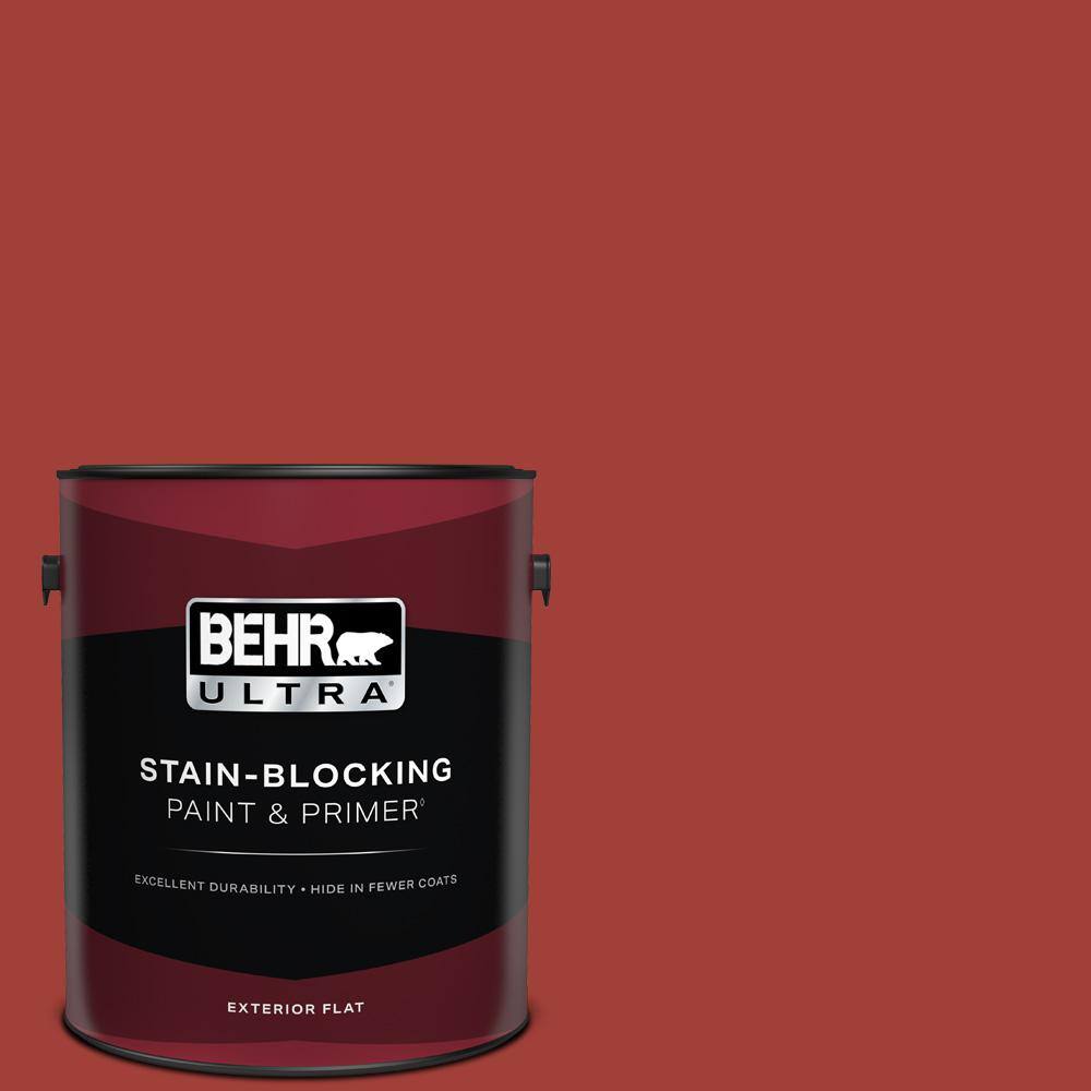BEHR ULTRA 1 gal. #PPU2-16 Fire Cracker Flat Exterior Paint & Primer ...