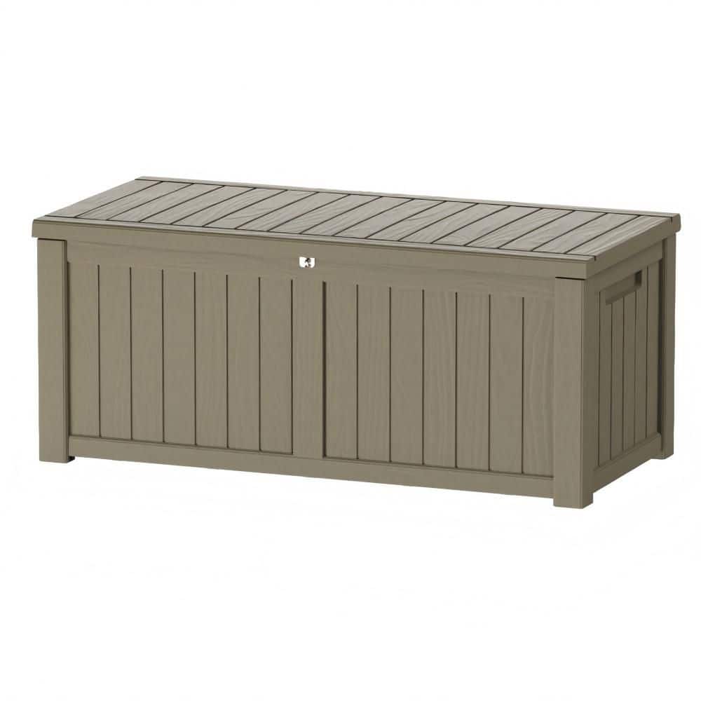 120 Gallon Weather-Resistant Deck Box -Lockable Patio Storage Bench ...