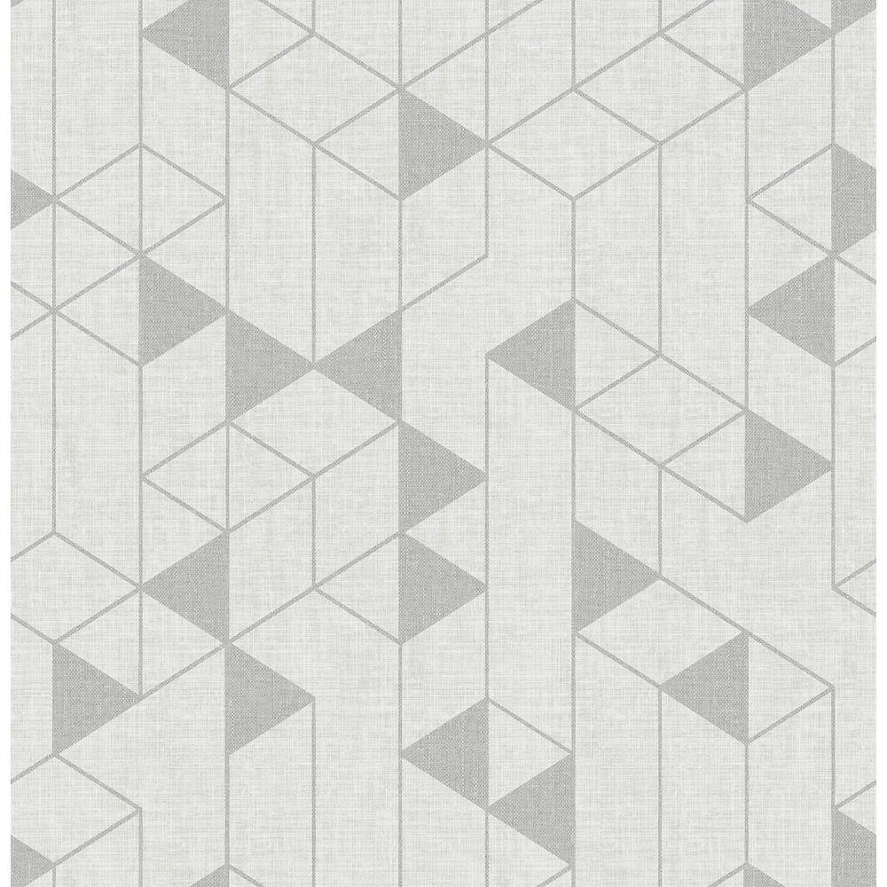 SCOTT LIVING Fairbank White Silver Linen Geometric Wallpaper Sample ...