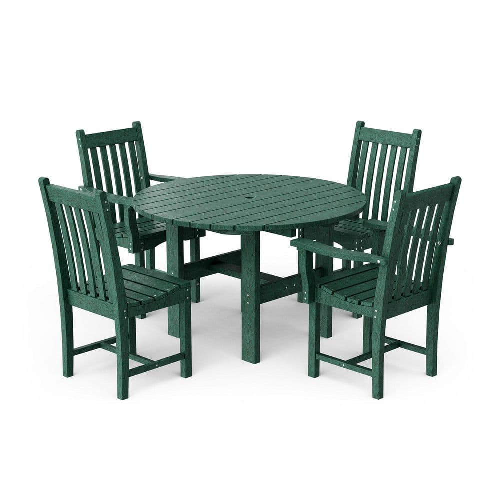 Wildridge Classic Turf Green 5-Piece HDPE Plastic Outdoor Patio Dining ...