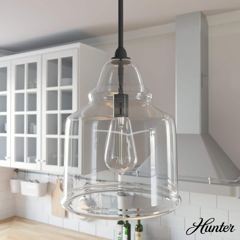 Hunter Dunshire 1-Light Noble Bronze Island Pendant Light with Clear ...