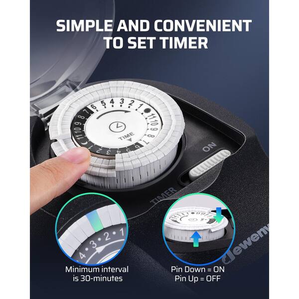 2 Outlet Timer GE 24-Hour Heavy Duty Indoor Plug-in Mechanical Timer, 2 ...