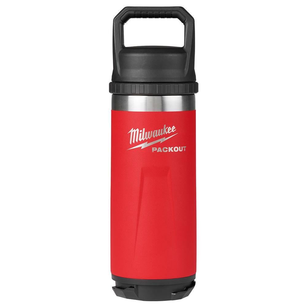 Milwaukee PACKOUT Red 18 oz. Insulated Bottle W/Chug Lid 48-22-8382R ...