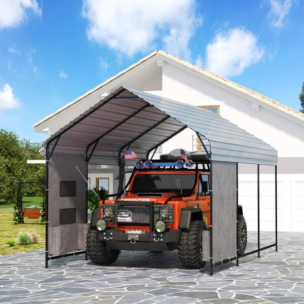 AURA OUTDOOR 10 ft. W x 20 ft. D x 10 ft. H Galvanized Steel Carport ...