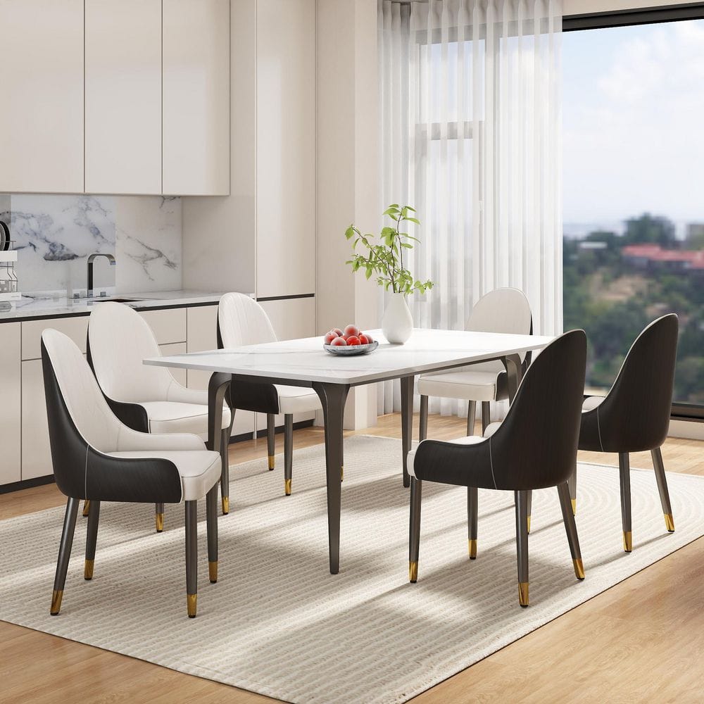 Magic Home (Set of 6) Ergonomic PU Faux Leather Dining Chair Morden ...