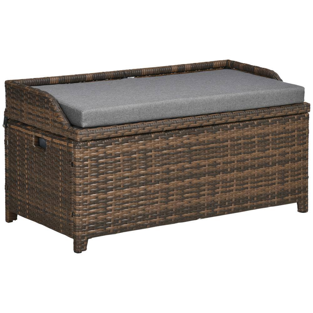 Otryad 71 gal. Gray Aluminum Outdoor Storage Bench, Deck Box with ...