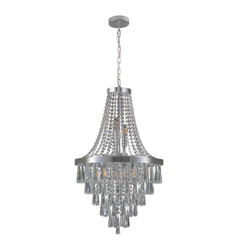 Nivencai 19.7 in. 10-light Chrome Crystal Chandelier Pendant Light ...