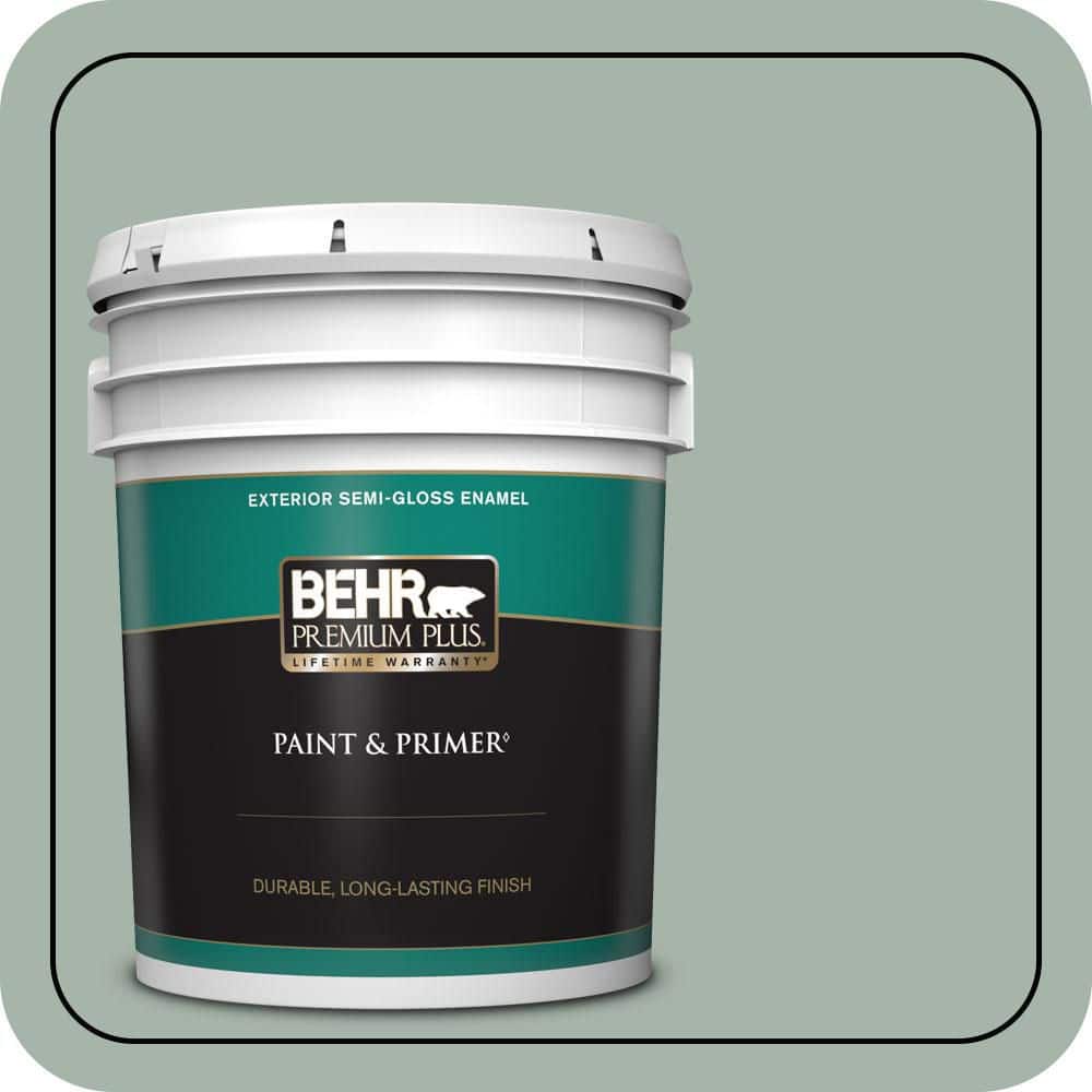 BEHR PREMIUM PLUS 5 gal. #PMD-100 Aquatone Semi-Gloss Enamel Exterior ...