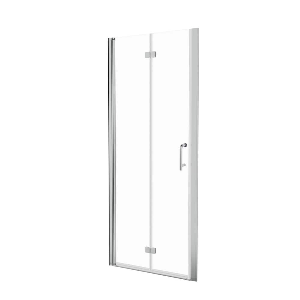 Maincraft 36 in. W x 72 in. H Bifold Frameless Shower Door in Silver ...