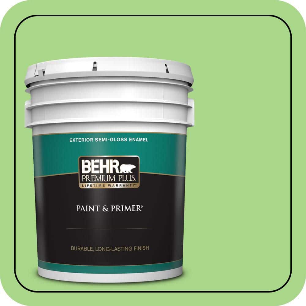 BEHR PREMIUM PLUS 5 gal. #430B-4 Peas in a Pod Semi-Gloss Enamel ...