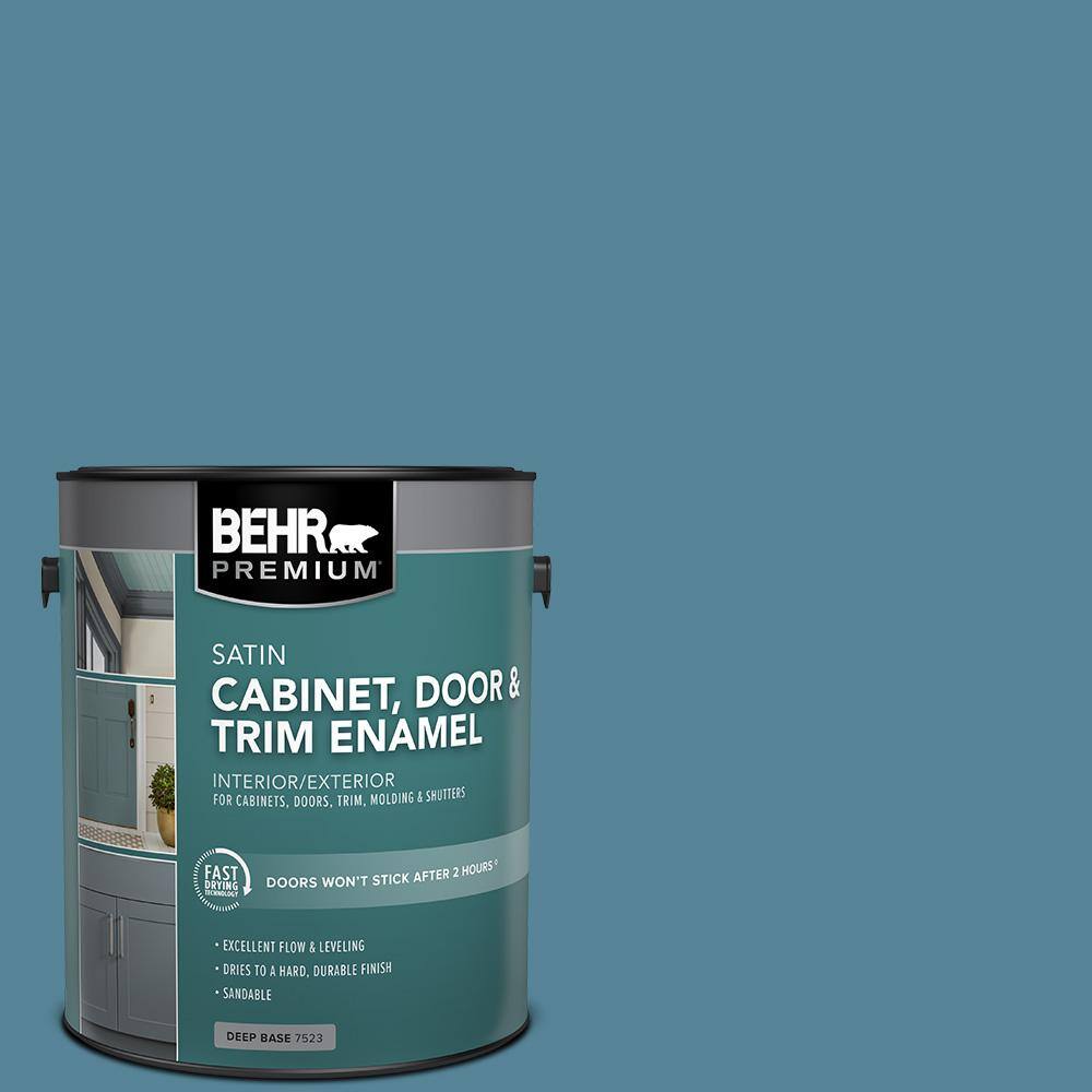 BEHR PREMIUM 1 gal. #S480-5 Blue Moon Bay Satin Enamel Interior ...