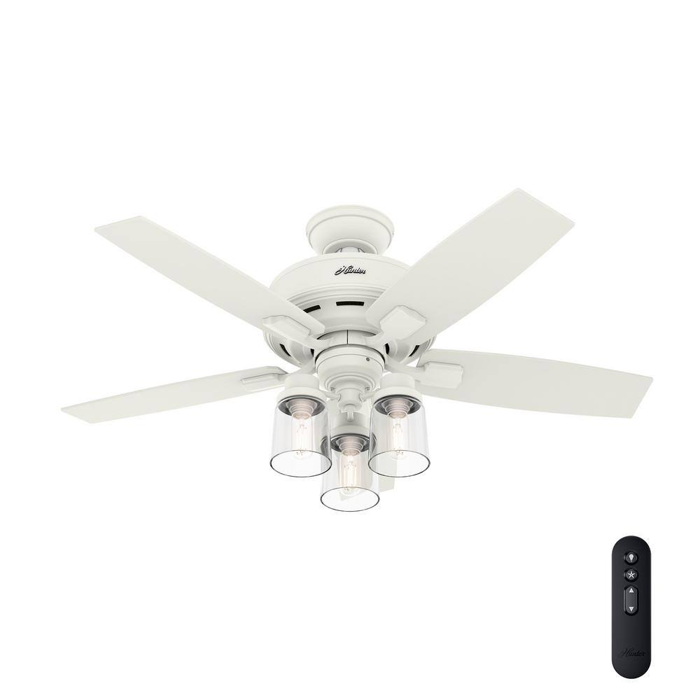 Hunter Bennett 44 in. Indoor Fresh White Ceiling Fan with Light Kit and ...