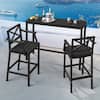 LUE BONA Humphrey 3 Piece 55 in. Black Alu Outdoor Patio Dining Set Pub ...