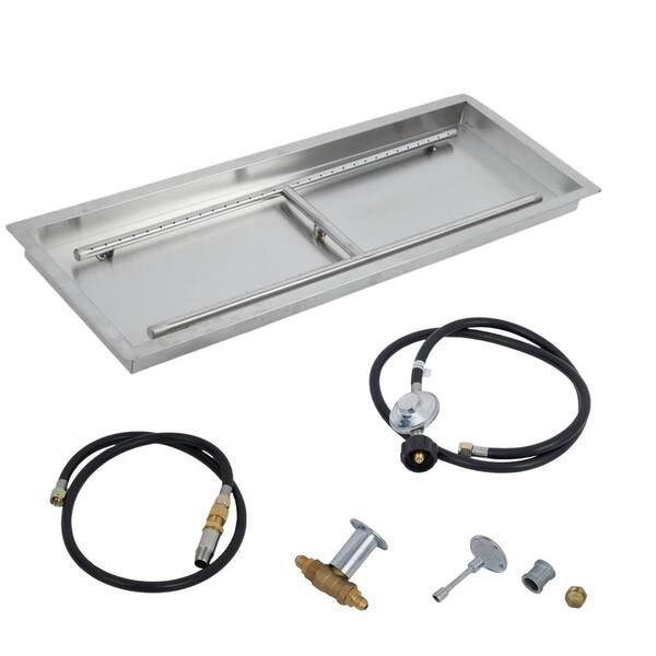 Garvee 48 in. x 14 in. Outdoor Rectangular Stainless Steel Drop in Fire ...