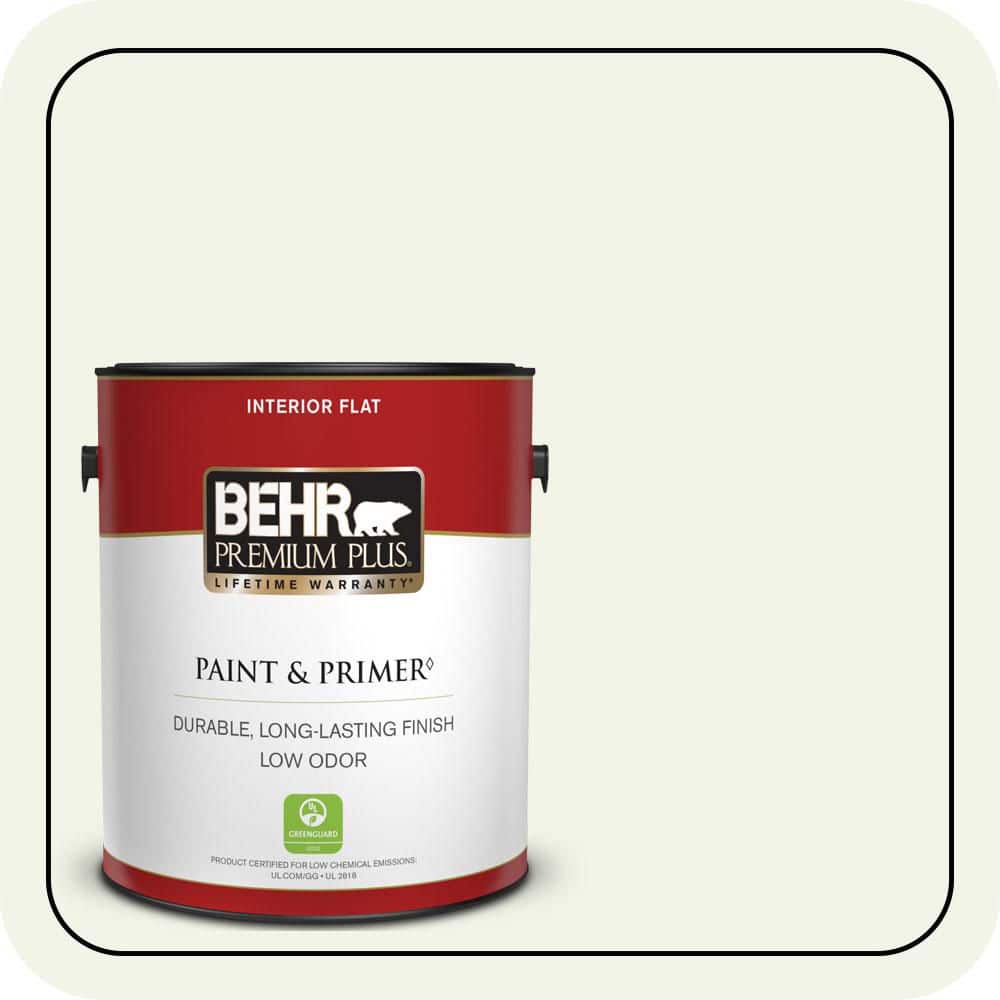 BEHR PREMIUM PLUS 1 gal. #GR-W10 Calcium Flat Low Odor Interior Paint ...