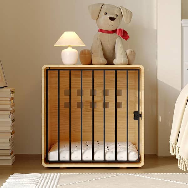 FUFU&GAGA Natural 0-Drawer 31.5 in. W Nightstand with Coffee Table, End ...