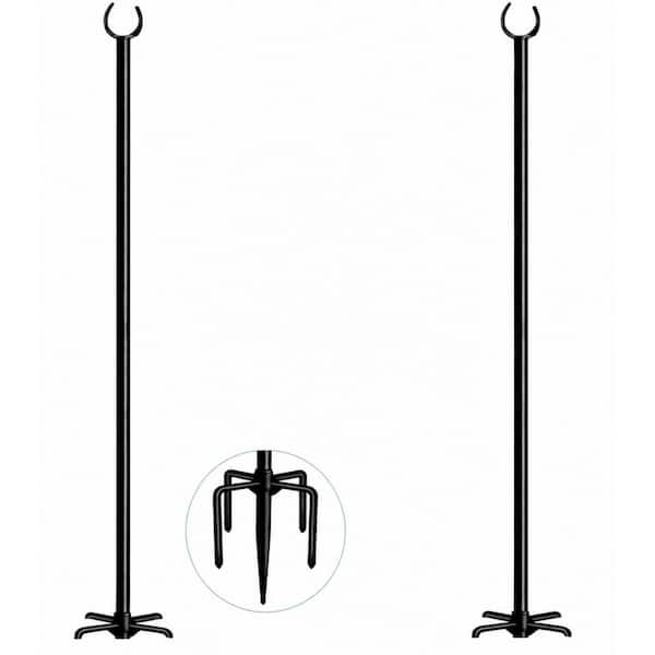 10 ft Black Metal String Light Poles, 2-Pack Outdoor Light Poles for ...