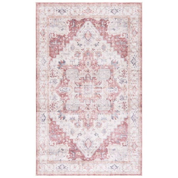 SAFAVIEH Arizona 8 ft. x 10 ft. Beige/Rust Machine Washable Ornage ...