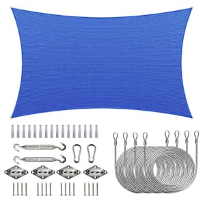 COLOURTREE 9.5 ft. x 9.5 ft. 220 GSM Waterproof Blue Square Sun Shade ...