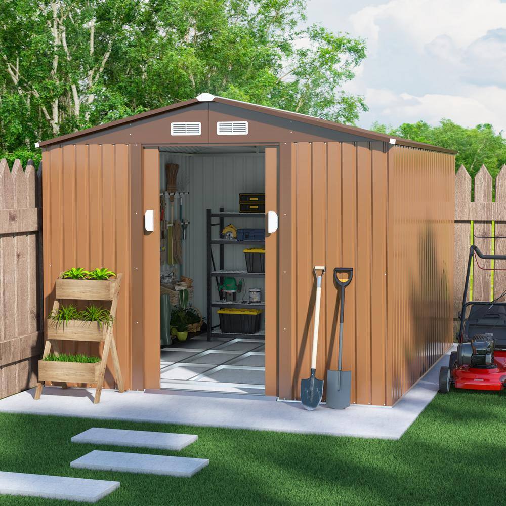 Buy 9.1 ft. W x 10.5 ft. D Coffee Garden Outdoor Storage Shed Building ...