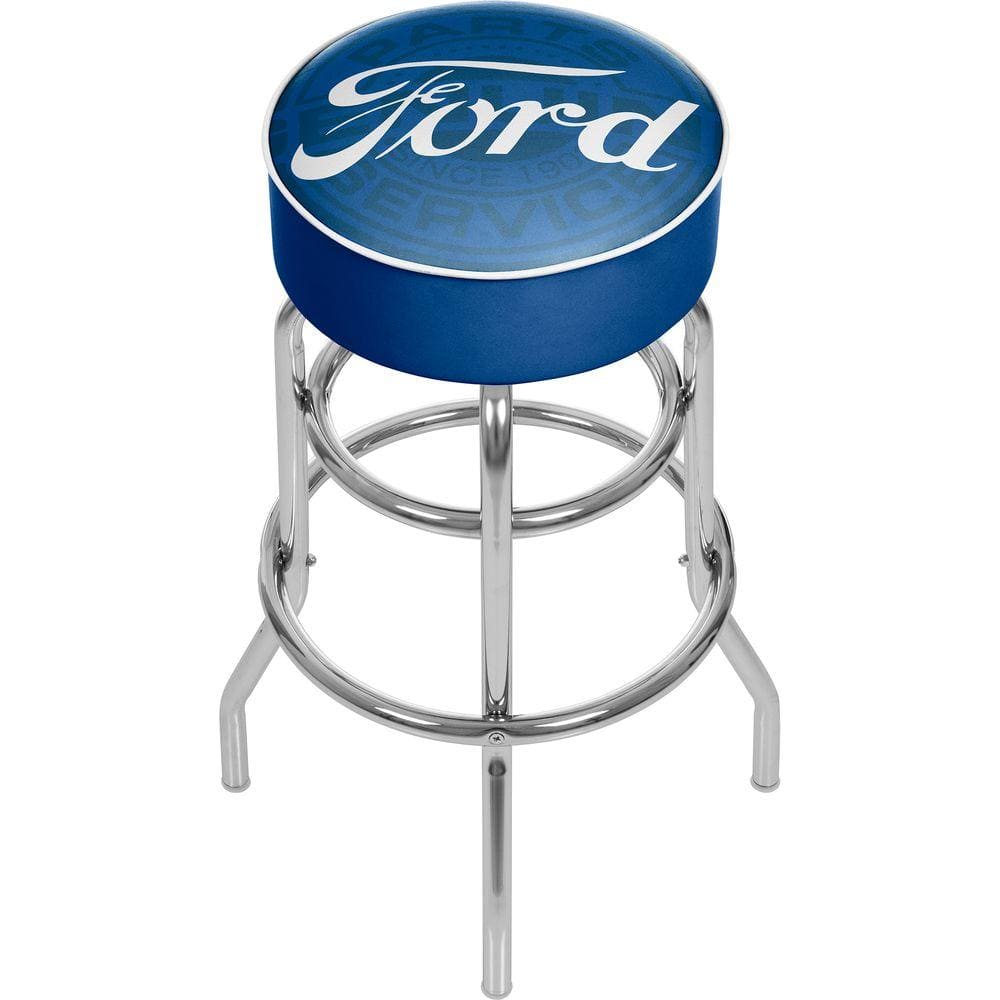 Ford Genuine Parts 31 in. Chrome Swivel Cushioned Bar Stool FD1000-FGP ...