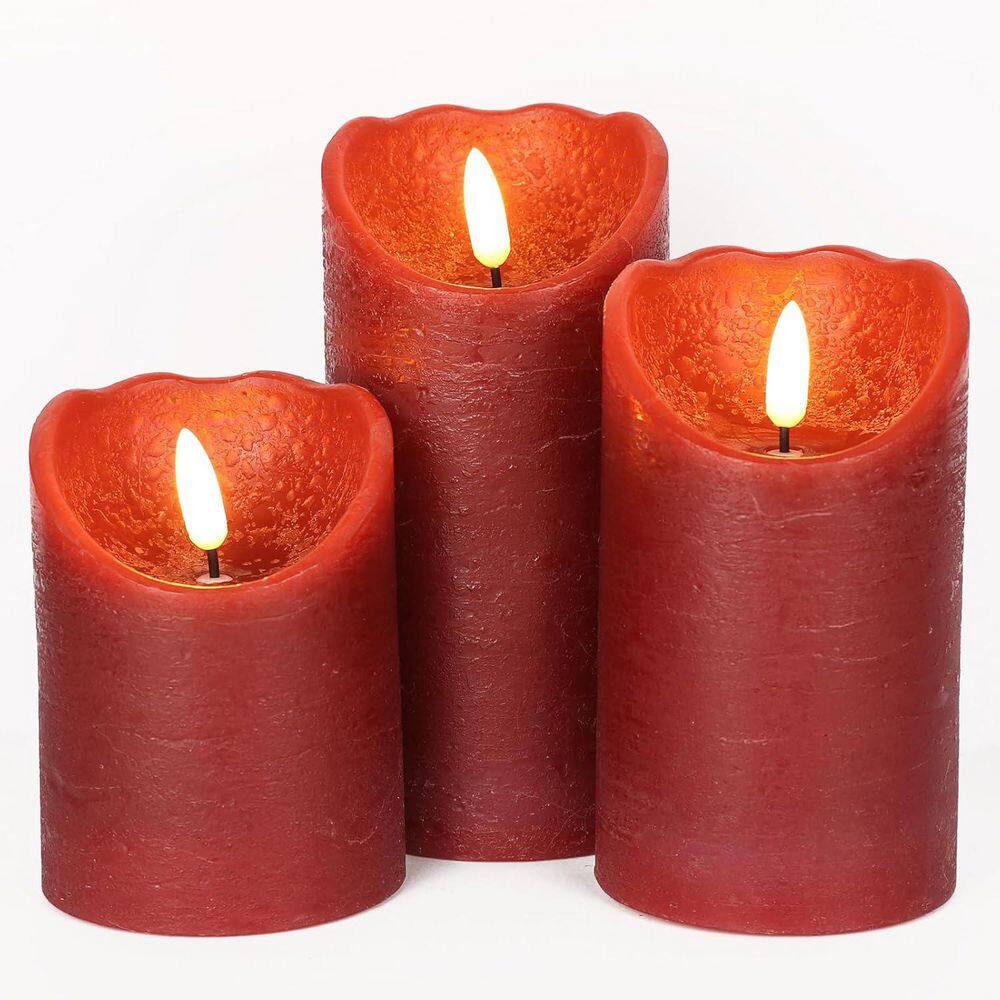 Halloween Red Wax Flameless Flickering Pillar LED Candles, Battery ...