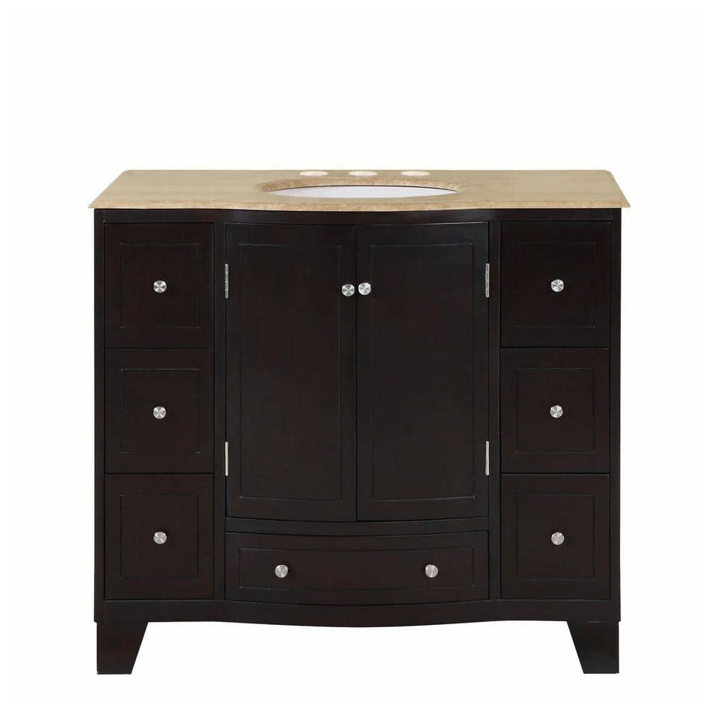 Silkroad Exclusive 40 in. W x 22 in. D Vanity in Dark Espresso with ...