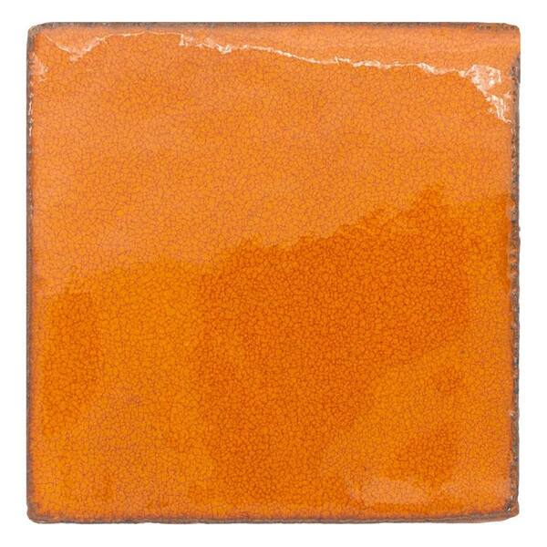Ivy Hill Tile Orion Orange 3.93 in. x 3.93 in. Glazed Terracotta Clay ...