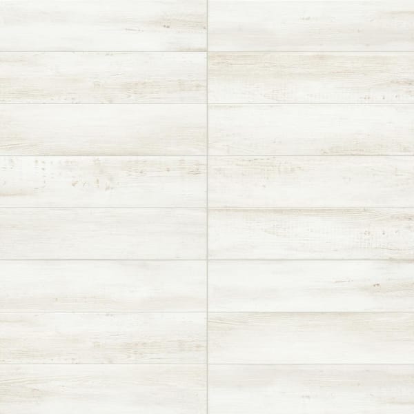 Florida Tile Home Collection Chic Wood Creme 6 in. x 24 in. Porcelain ...