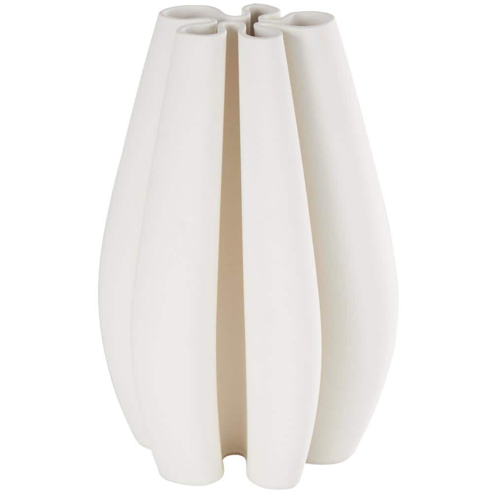 Litton Lane White Ribbed Dimensional Concaved Ceramic Abstract ...