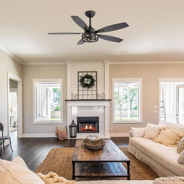 Airsurfer Primo 48 in Modern Black Indoor Ceiling Fan with Light, 5 ...