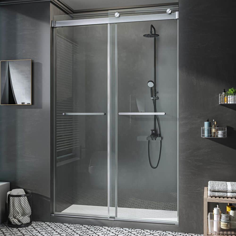 Batuso 44-48 in. W x 76 in. H Sliding Semi Frameless Shower Door in ...