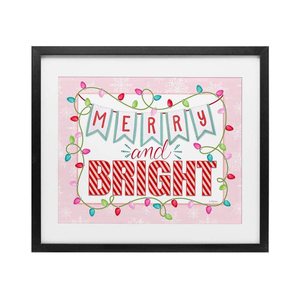Stupell Industries Pastel Pink Merry & Bright by Nicole Tamarin Framed ...
