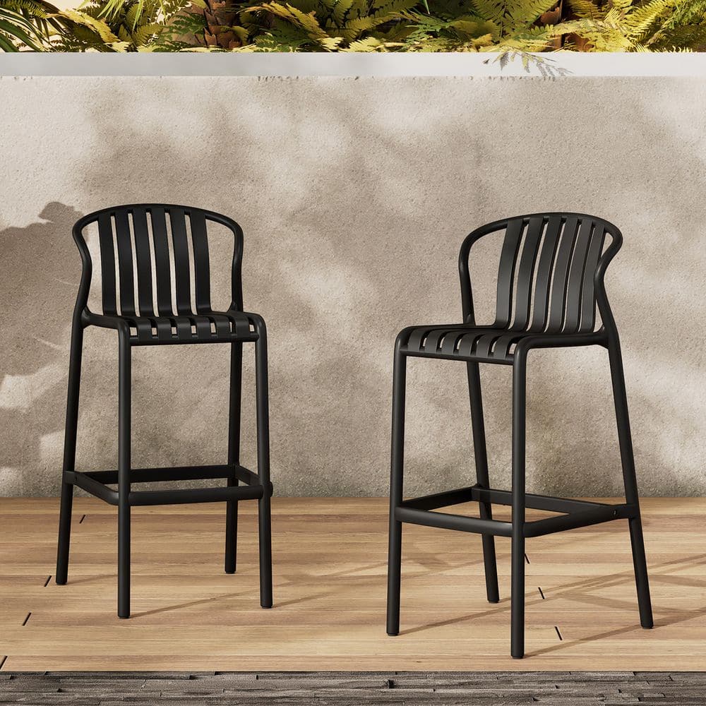 2-Piece Black Plastic All-weather Modern Ergonomic Garden and Outdoor ...