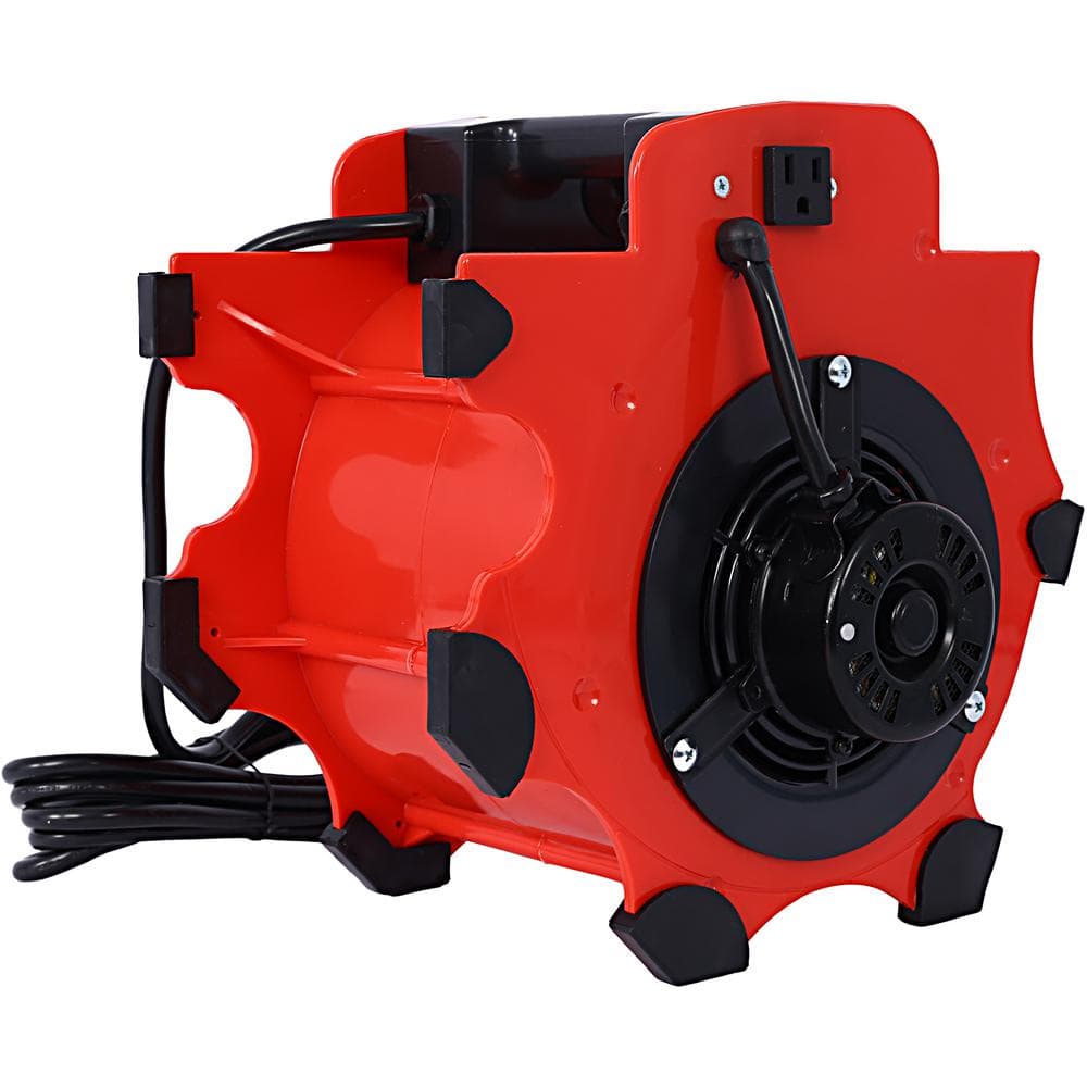 Tidoin 9 in. 3-Speed Red Heavy Duty Floor Dryer Fan with 4 Different ...