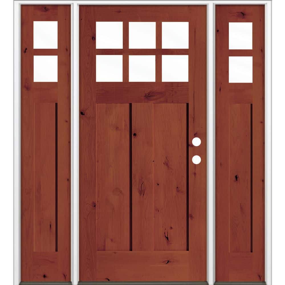 Krosswood Doors 64 in. x 80 in. Knotty Alder Left-Hand/Inswing 6 Lite Beveled Clear Glass ...