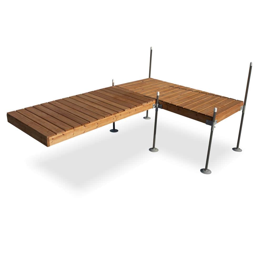 Tommy Docks 12 ft. L-Style Cedar Complete Dock Package for DIY Dock ...