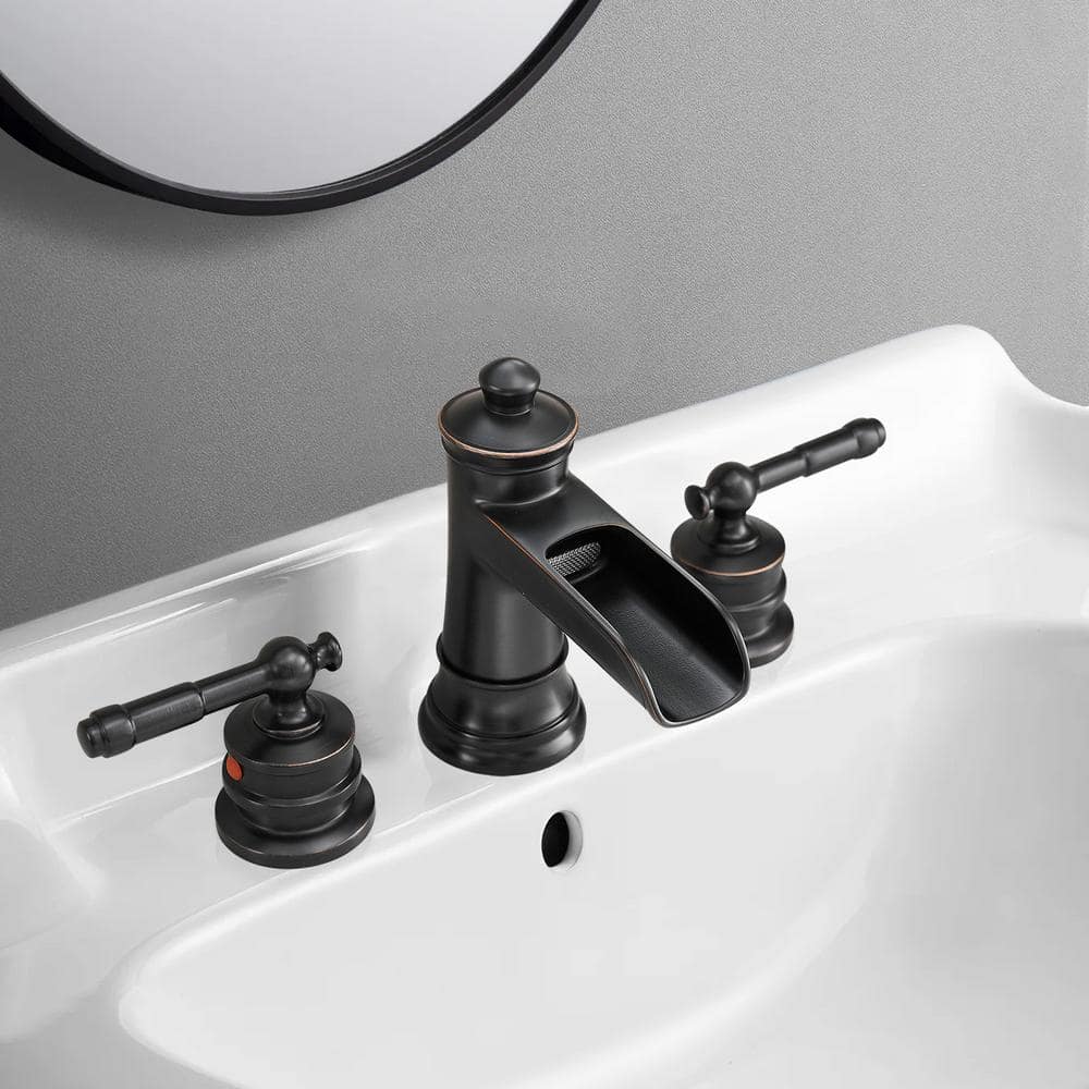 Maincraft 8 in. Widespread Double Handle Bathroom Faucet in Oil Rubbed ...