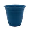 Belle 20 in. Dia. Peacock Blue Plastic Decorative Pot with Attached ...