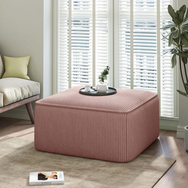 Harper & Bright Designs Pink 30 in. Corduroy Fabric Square Modern ...