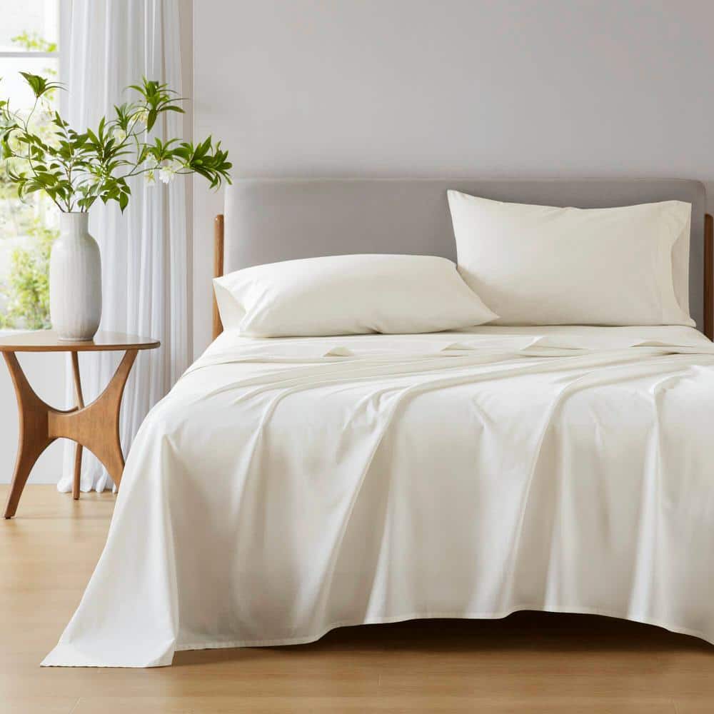 510 Design Cotton 144TC Ivory Queen Solid Sheet Set HD0179000843316 ...