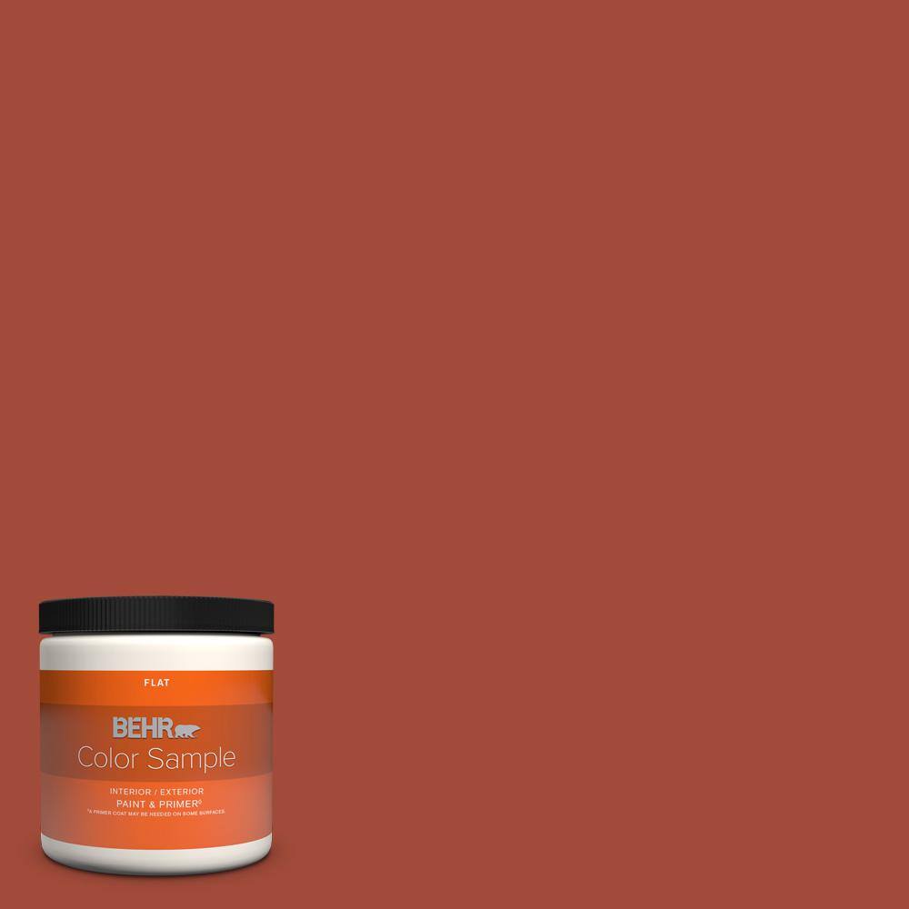 BEHR PREMIUM PLUS 8 oz. #200D-7 Rodeo Red Flat Interior/Exterior Paint ...