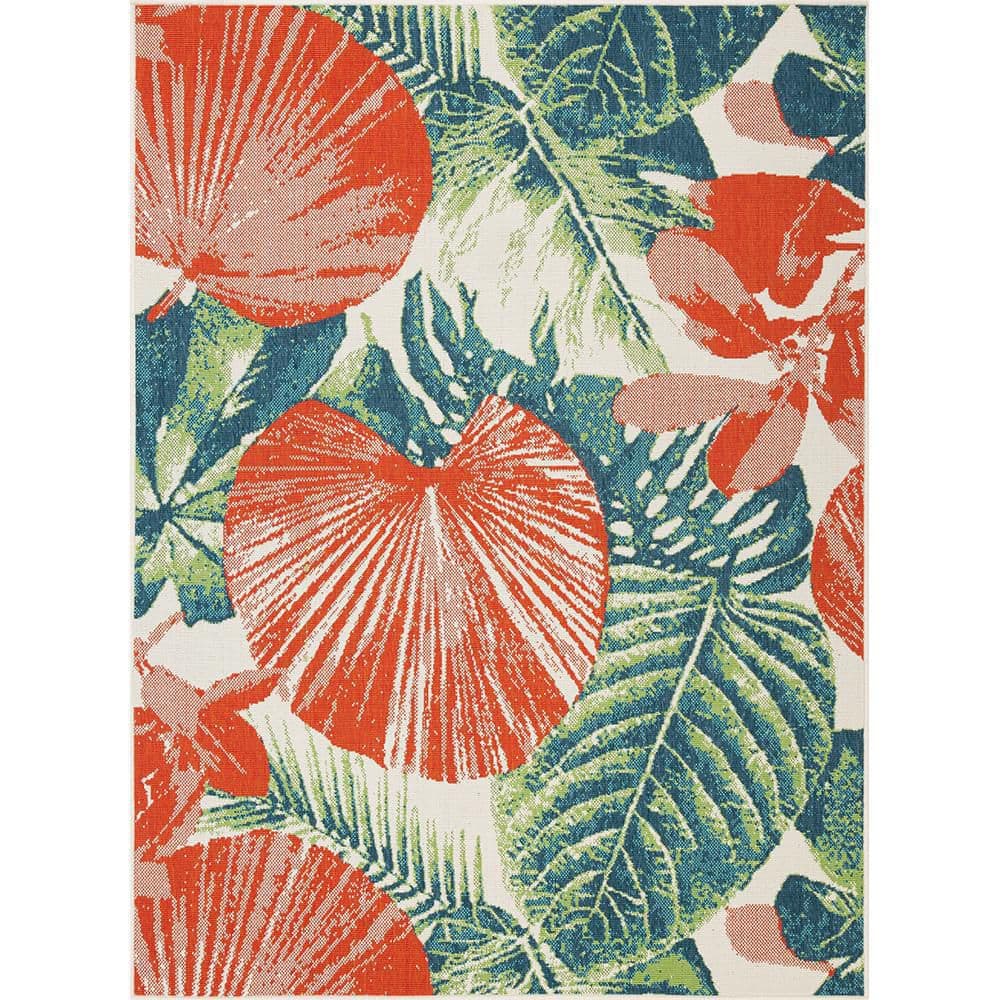 NATCO HOME Backyard Bungalow Ivory/Green 7 ft. 7 in. x 10 ft. Orange ...