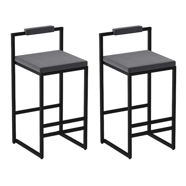Black Metal Velvet Indoor/ Outdoor Bar Stools (Set of 2)Counter-Height ...