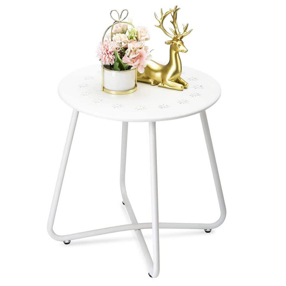 White round metal outdoor side table L0928P8NS2 - The Home Depot