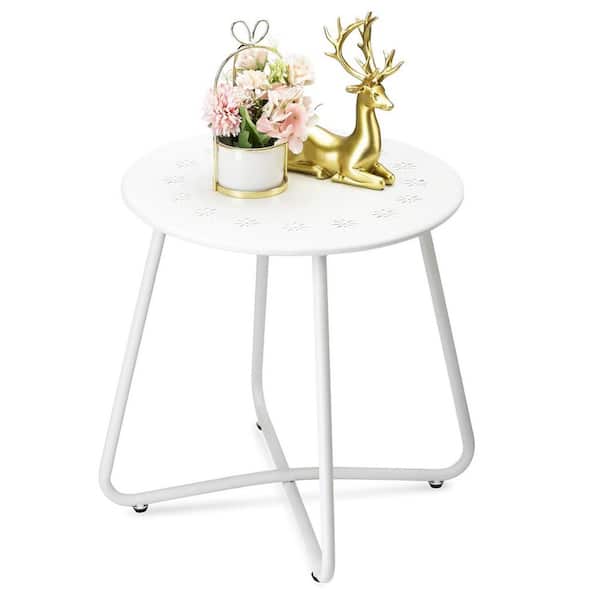 White round metal outdoor side table L0928P8NS2 - The Home Depot